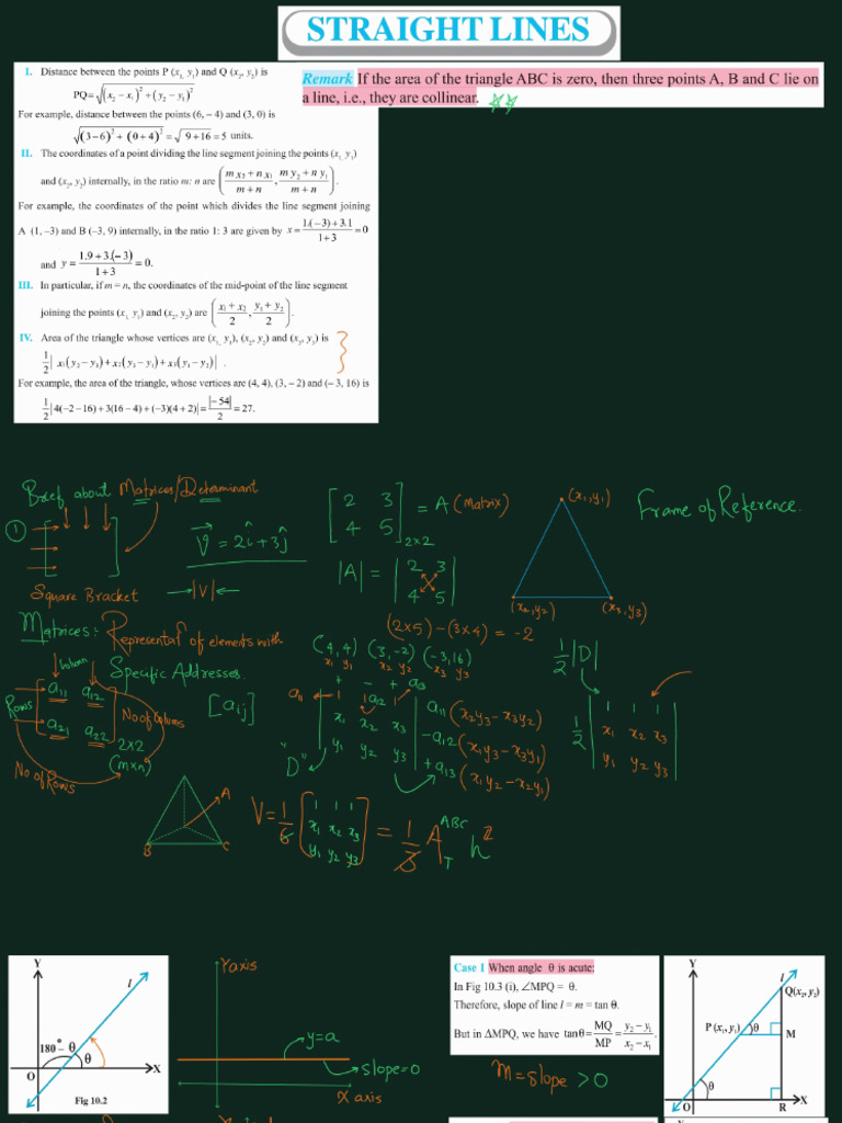 11th Maths Straight Lines 10Oct24 | PDF