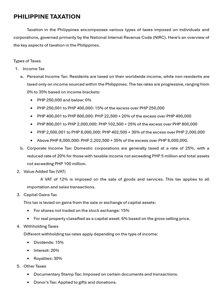 PHILIPPINE TAXATION | PDF