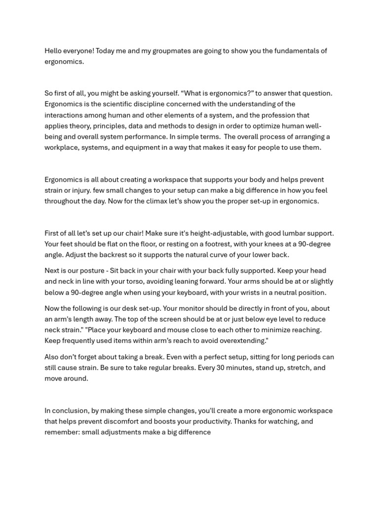 Ergonomics Script | PDF