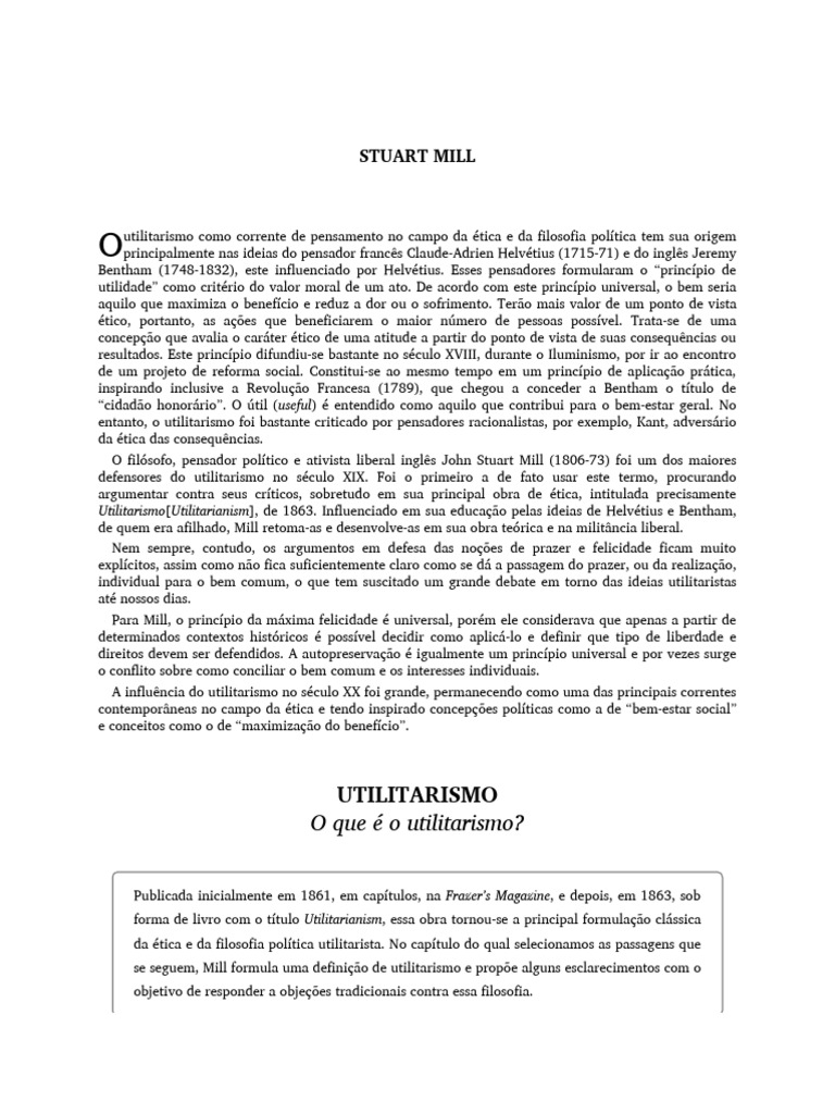 3 - Stuart Mill - Utilitarismo | PDF