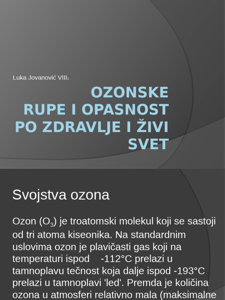 Ozonske Rupe I Opasnost Po Zdravlje I Živi Svet | PDF