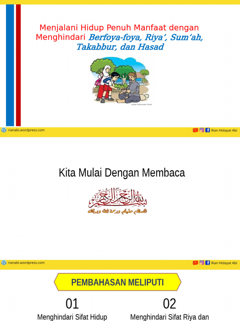 Akhlak Tercela Foya Foya Riya Sumah Takabur Hasad | PDF