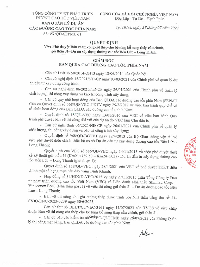 59-QD-SEPMU-J1 28jul23 Approval For Shop Drawings For Reinforcement of Additional Concrete For ...