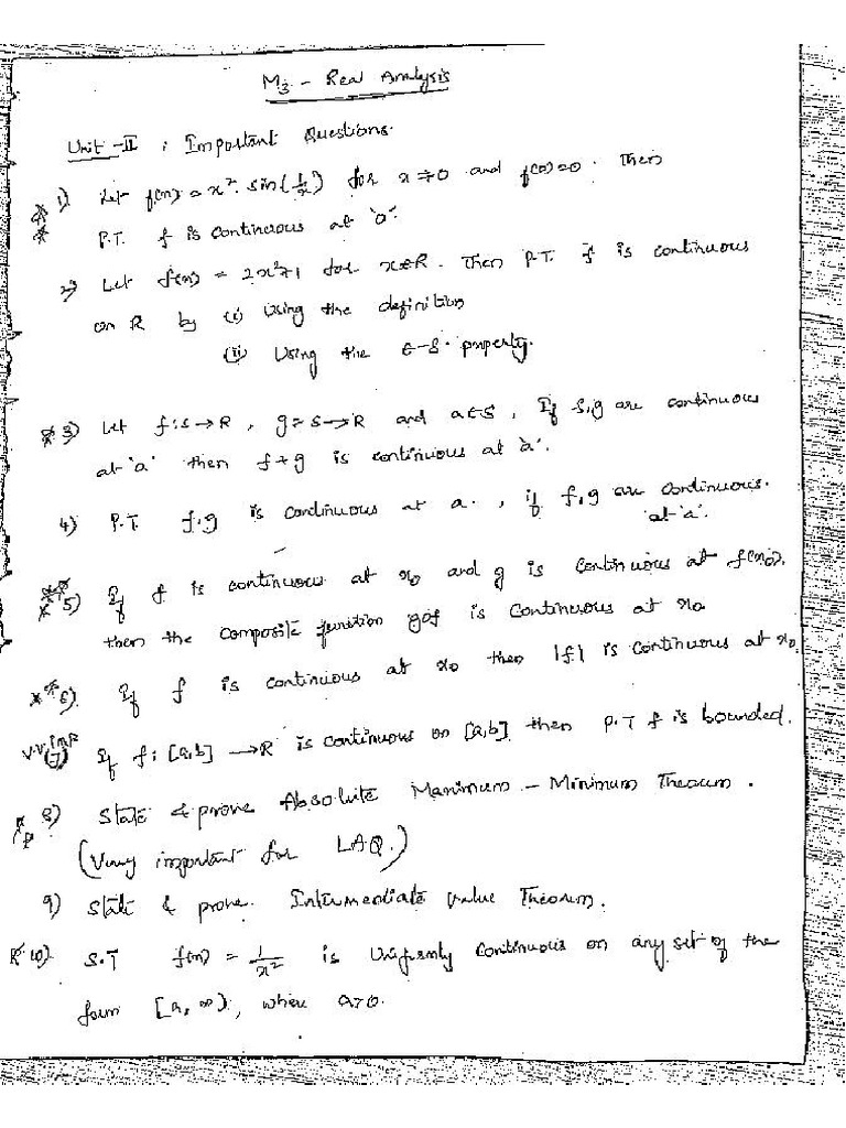 M3 Real Analysis Important Questions | PDF