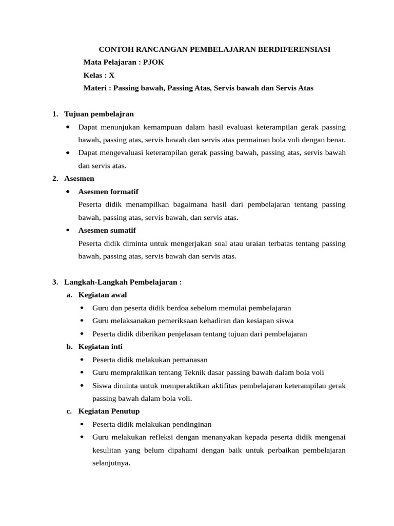 Contoh Rancangan Pembelajaran Berdiferensiasi | PDF