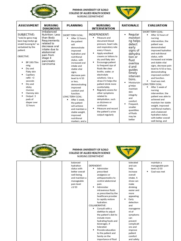 NCP Risk For Dehydration | PDF