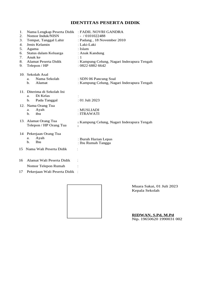 PDF Identitas Raport | PDF