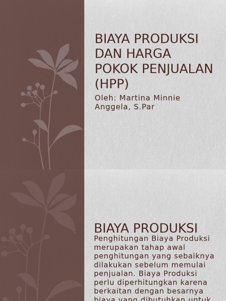 Biaya Produksi Dan Harga Pokok Penjualan (HPP) | PDF
