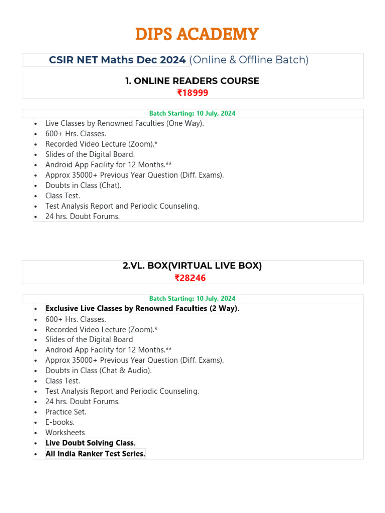 DIPS ACADEMY COURSES | PDF