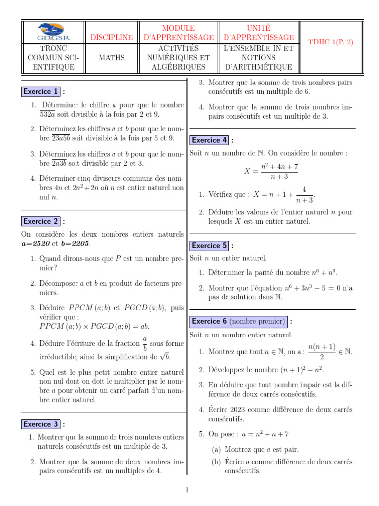 TDHC 1 Partie II | PDF