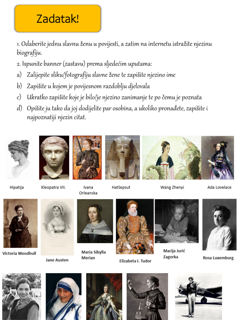 Zadatak - Slavne Žene | PDF