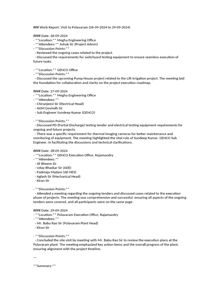 1polavaram Work Report | PDF | Technology & Engineering | Computers
