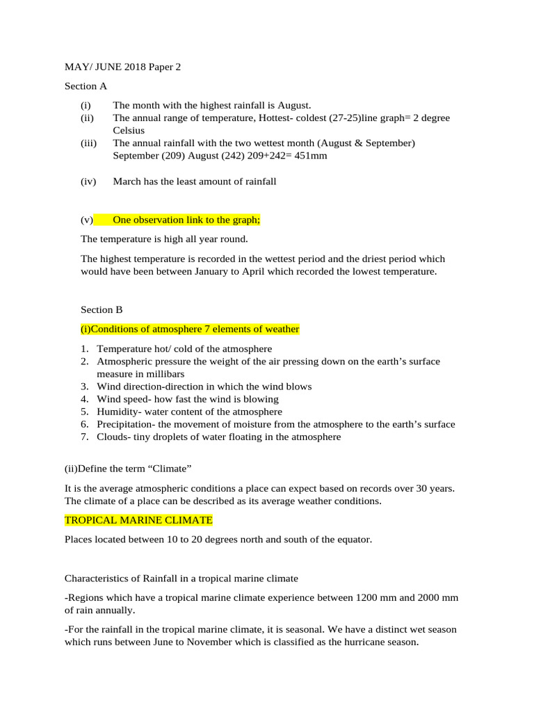MayJune 2018 Paper 2 Question2 | PDF | Precipitation | Science ...