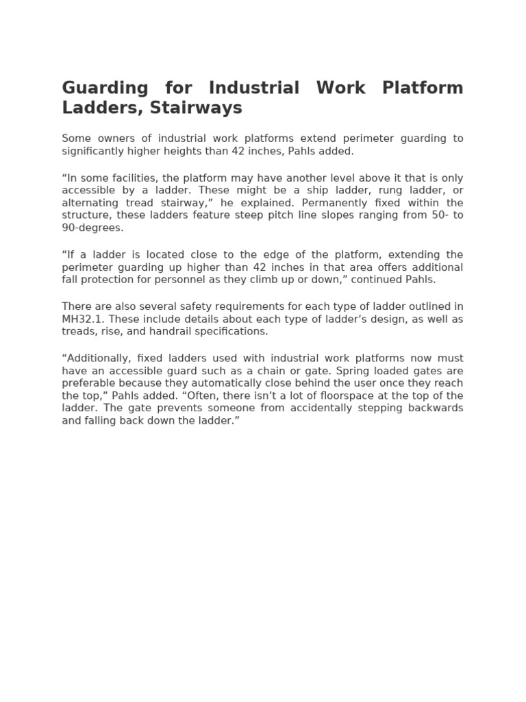 Guarding For Industrial Work Platform Ladders | PDF