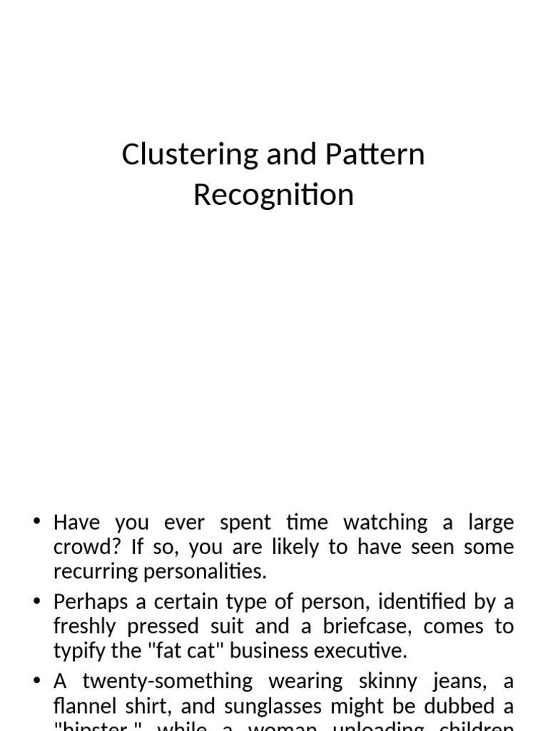 Clustering and Pattern Recognition Unit 5 | PDF