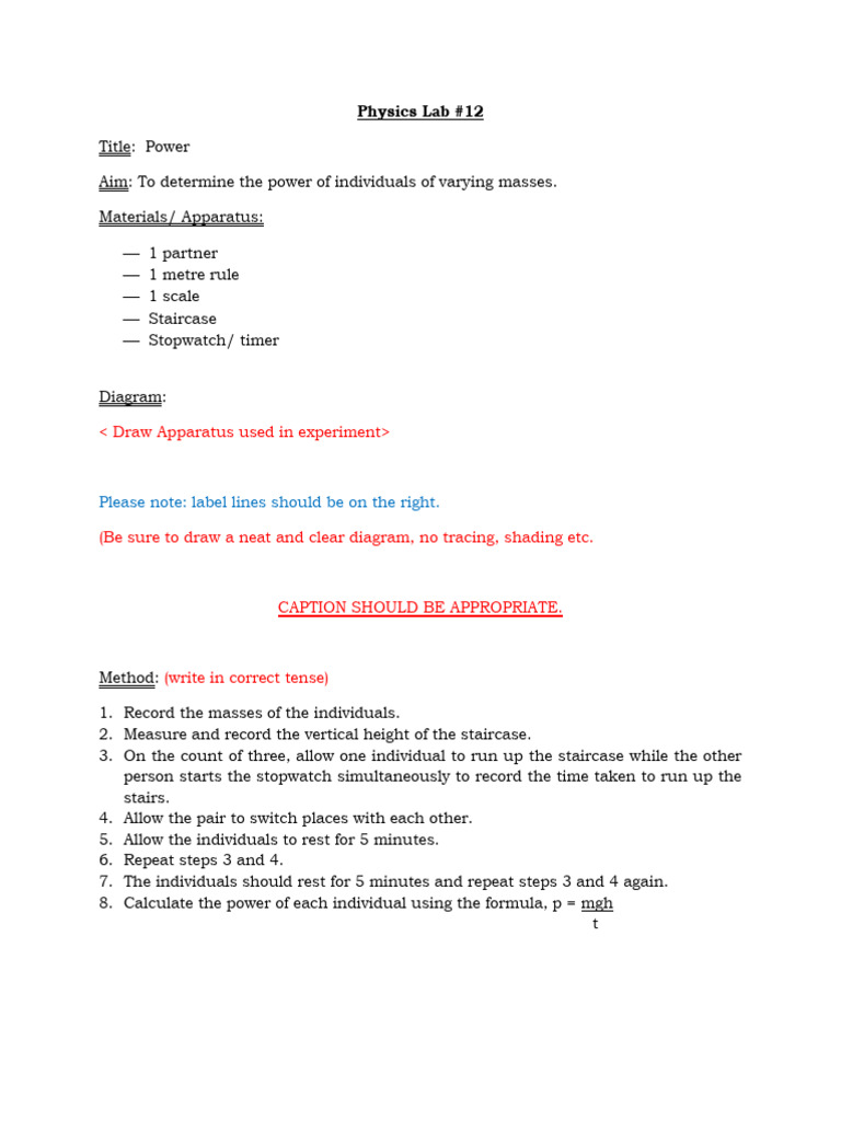 Physics Lab 12 Power Pdf Stairs Science Mathematics