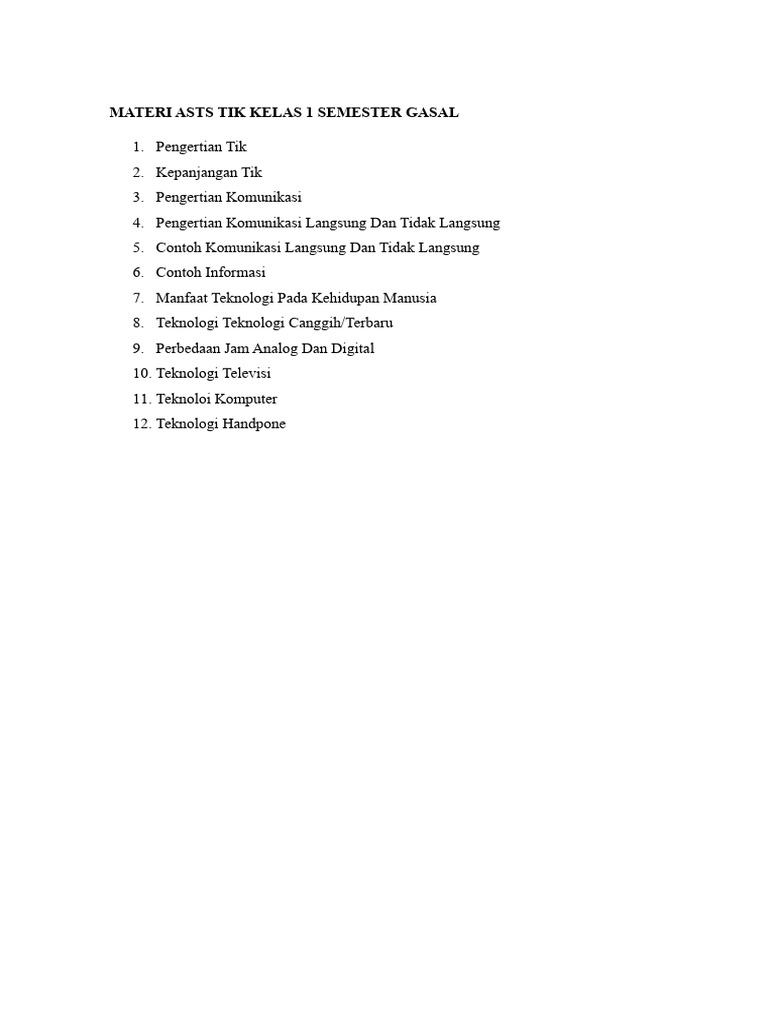 Materi Asts Tik Kelas 1 Semester Gasal | PDF