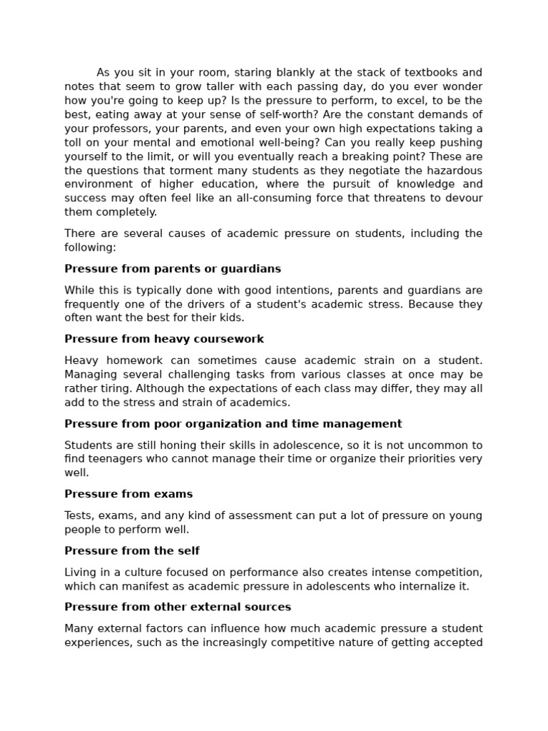 academic pressure | PDF