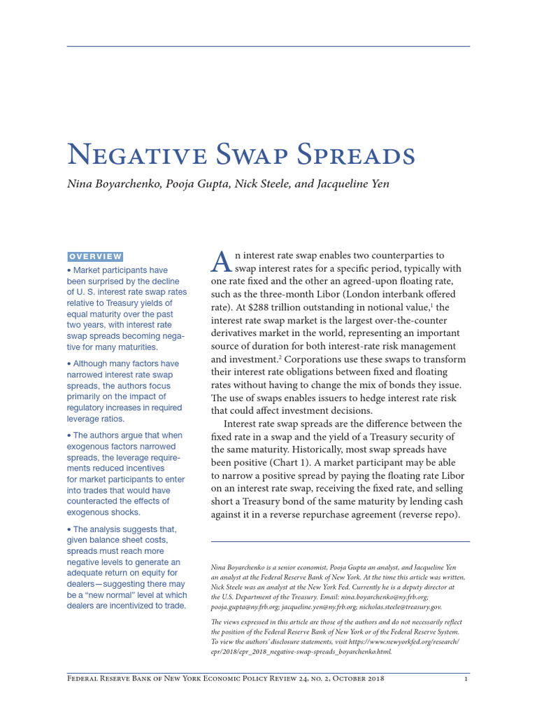 Epr 2018 Negative-Swap-Spreads Boyarchenko | PDF