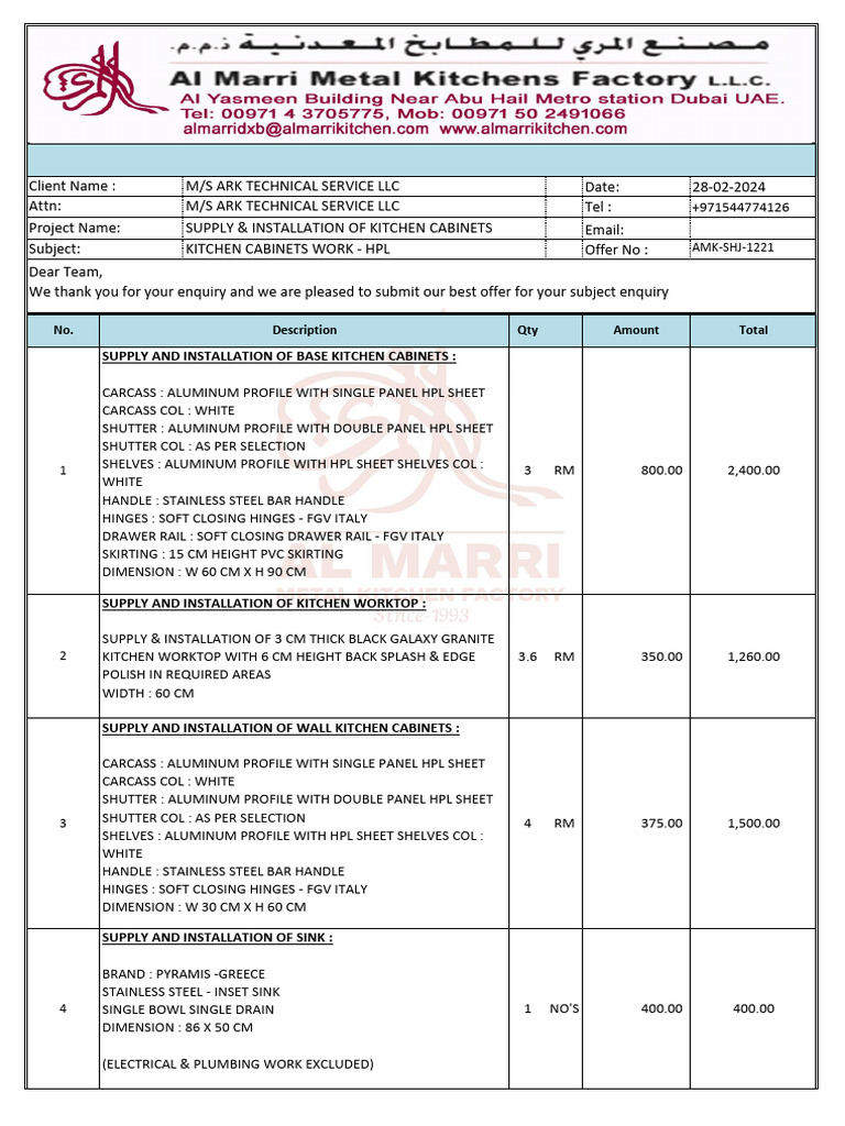 QTN AMK-SHJ-1221 Kitchen Cabinet | PDF