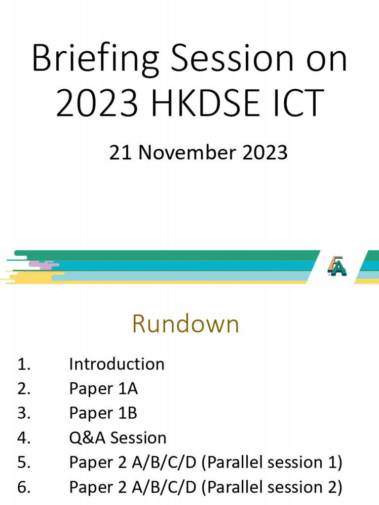 Briefing Session on 2023 HKDSE ICT Exam | PDF