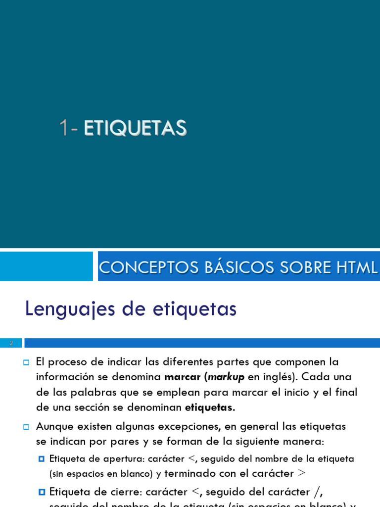 1-Etiquetas en HTML | PDF | HTML | Lenguaje de marcado
