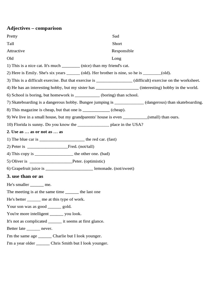 Adjectives Comparison | PDF