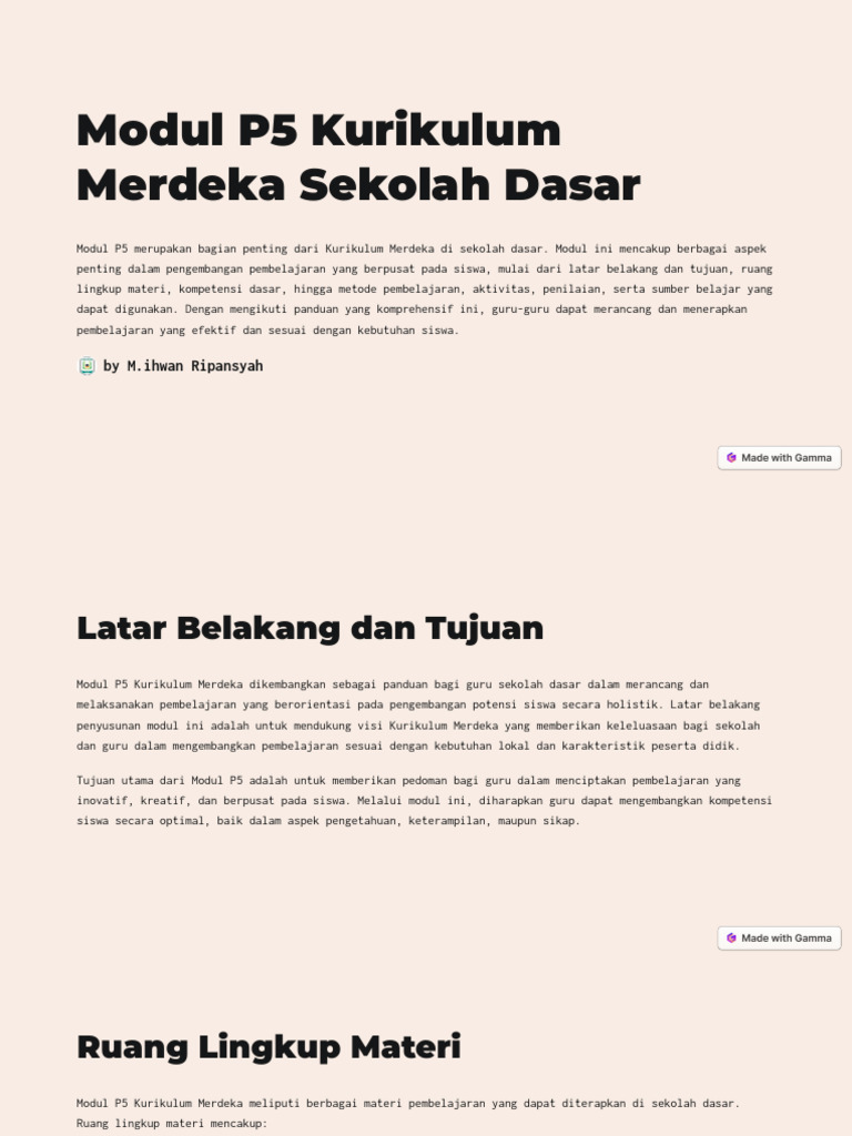 Modul P5 Kurikulum Merdeka Sekolah Dasar | PDF