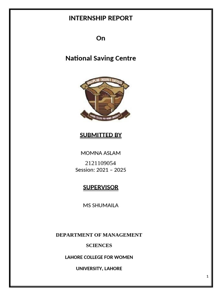 National Saving Centre internship report | PDF