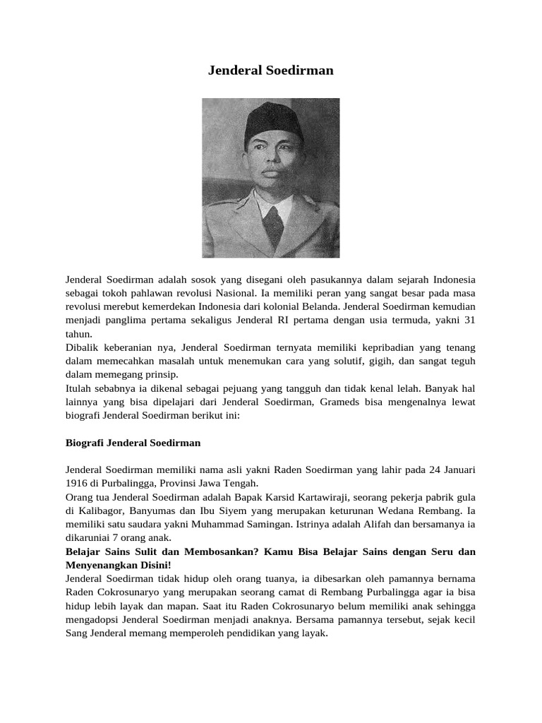 Biografi Jenderal Soedirman: Pejuang Nasional | PDF