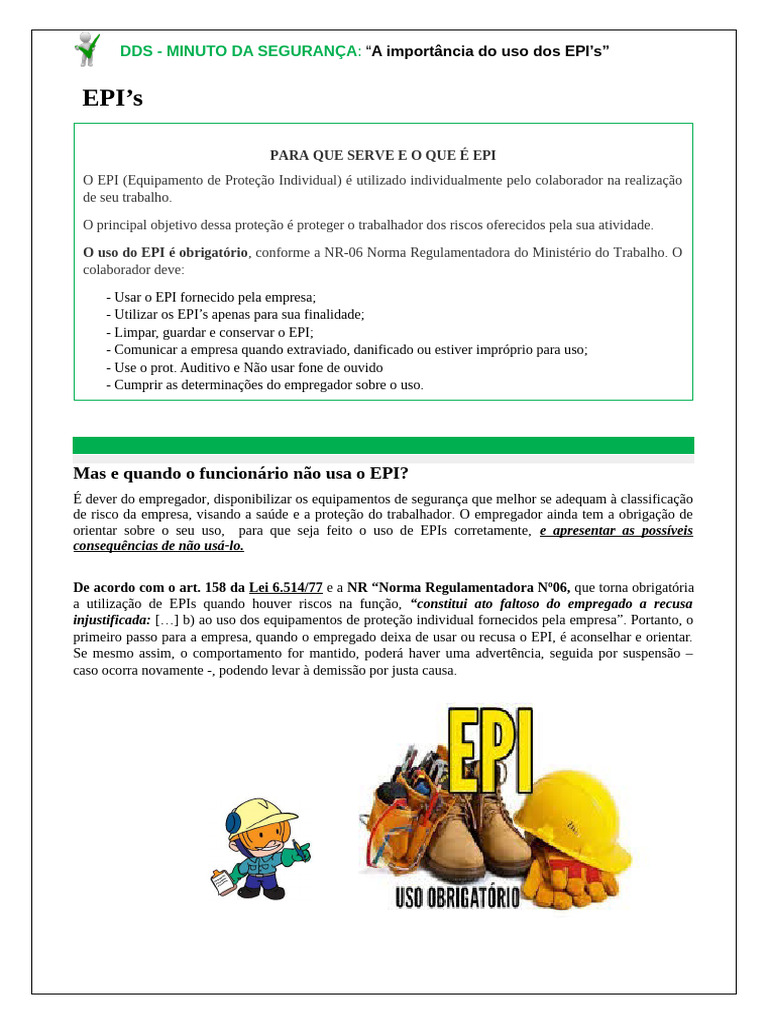 1.1A IMPORTÃNCIA DO USO DE EPI's - PARTE B | PDF