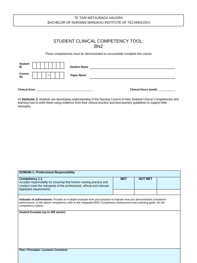 BN2 Clinical Competency Tool 2022-2 | PDF