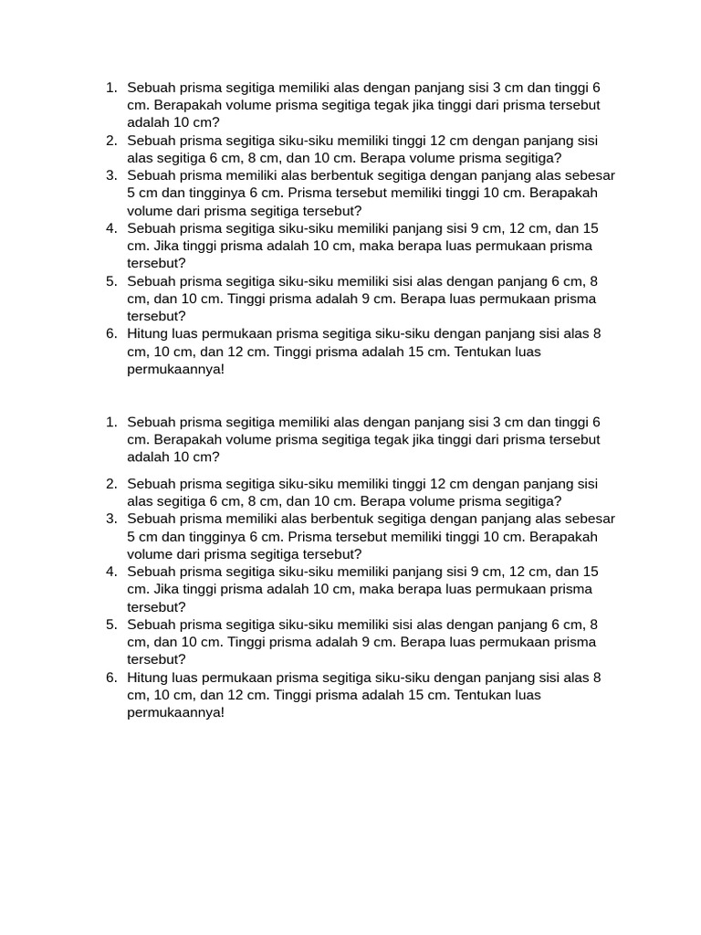soal prisma segitiga | PDF