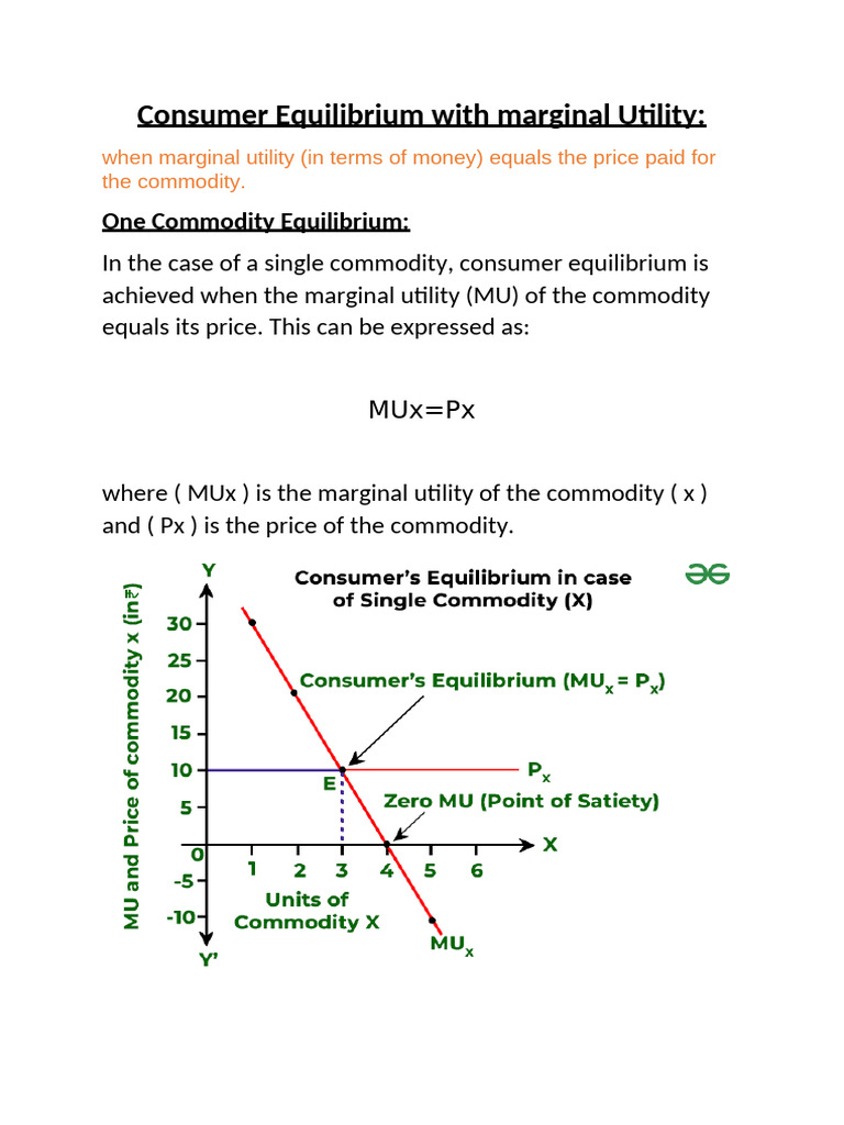 Consumer Equilibrium With Marginal Utility | PDF