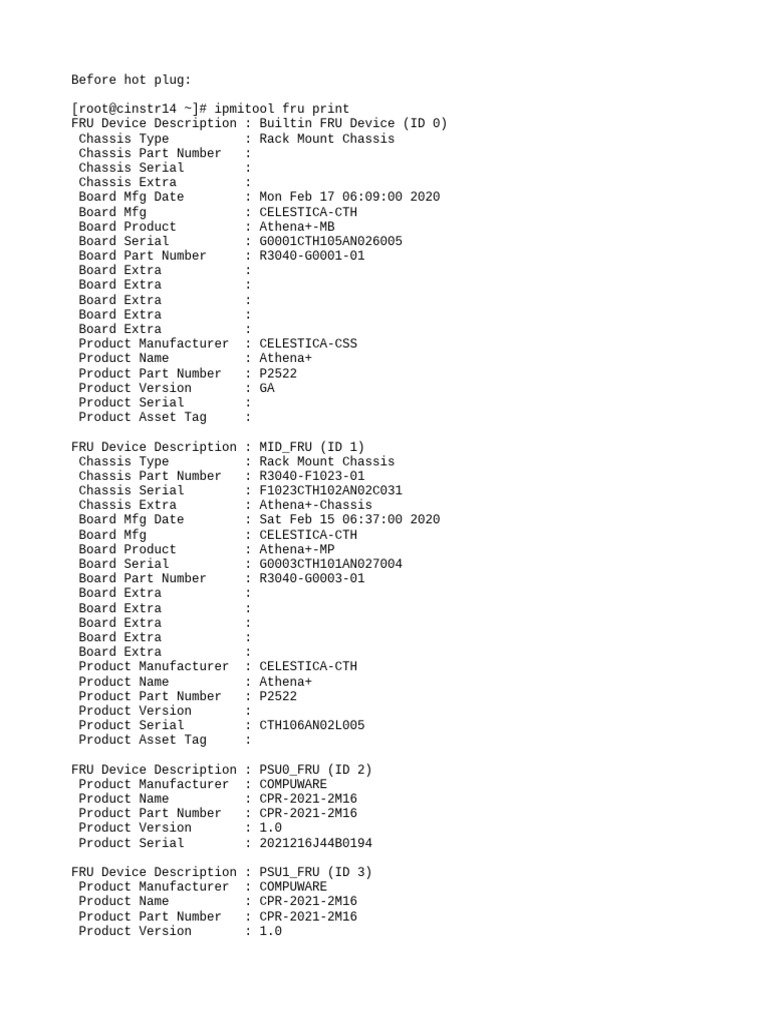 Ipmitool Fru | PDF