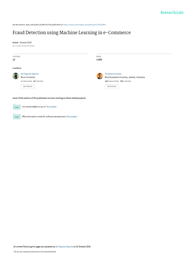 Paper 43-Fraud Detection Using Machine Learning in E Commerce | PDF ...
