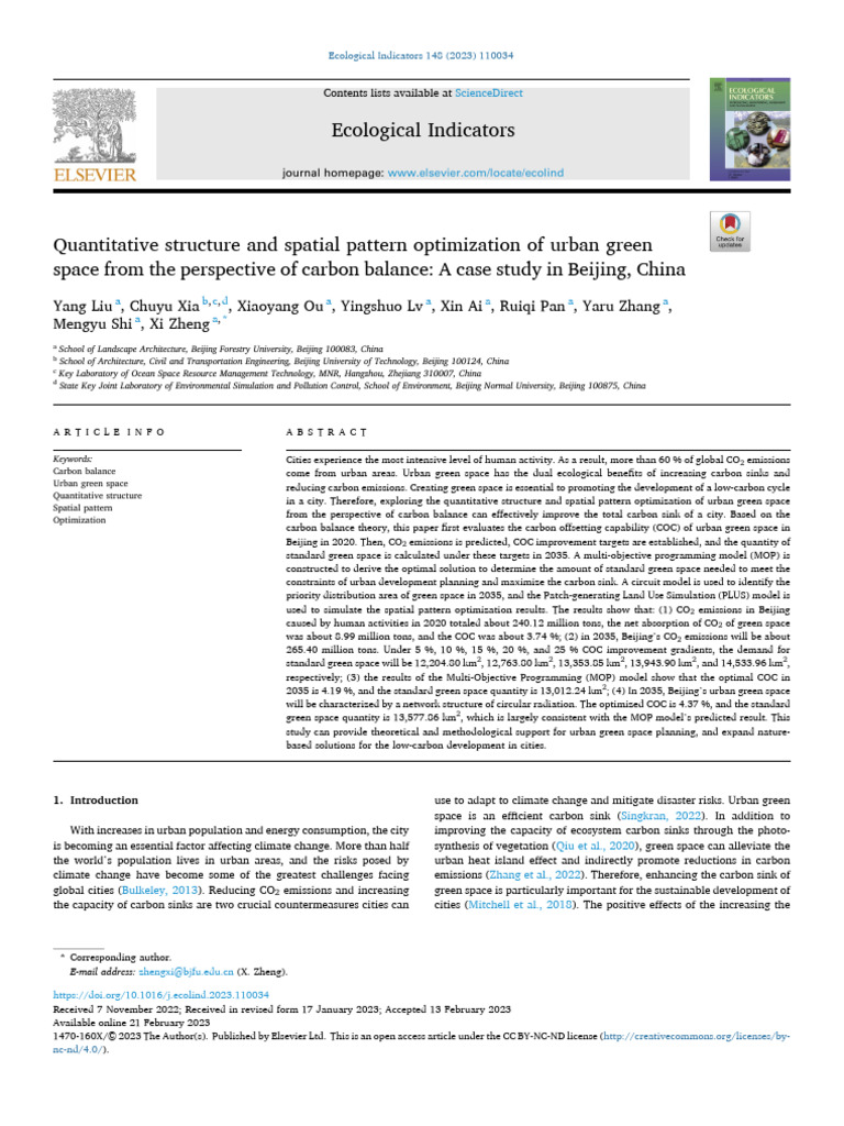 Quantitative Structure And Spatial Pattern Optimization Of Urban Green Space From The