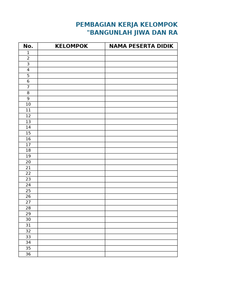 Pembagian Kerja Kelompok Projek p5 | PDF