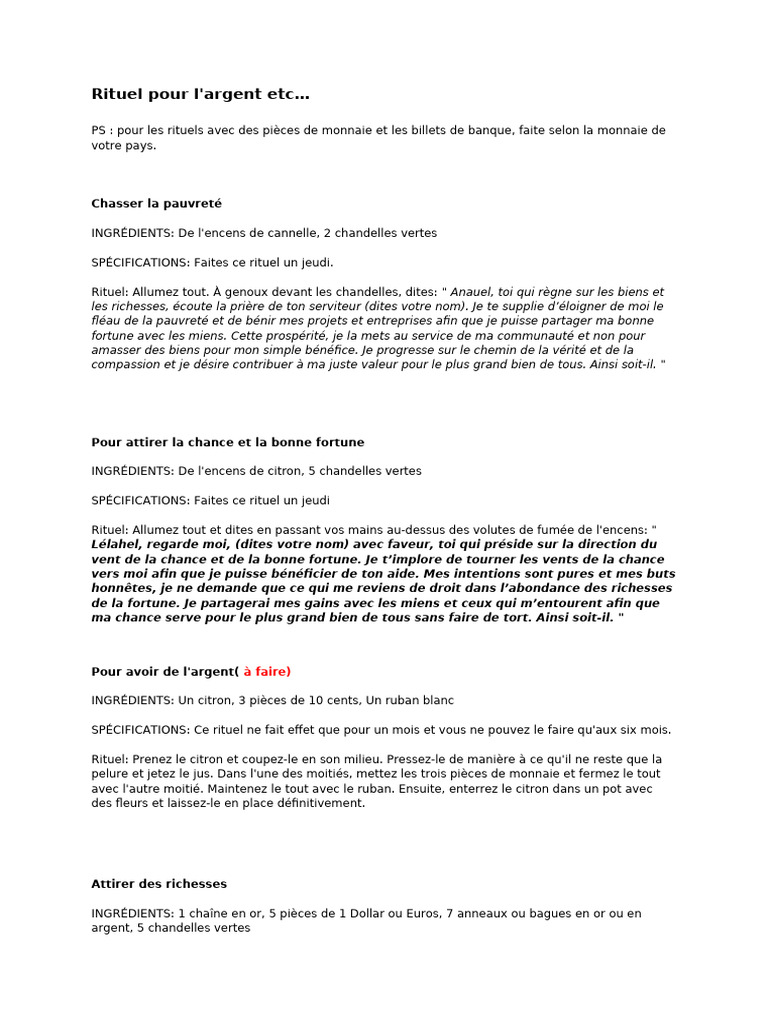 Rituel Pour Argent | PDF