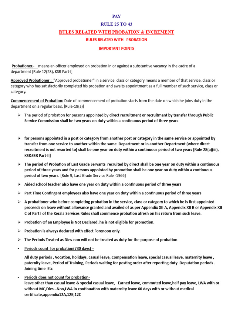 Notes Probation & Increment | PDF