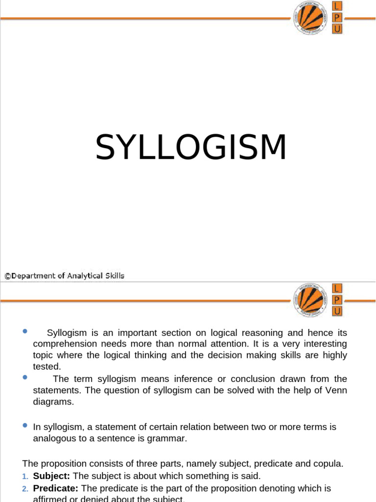5 PEA 306 Syllogisms | PDF | Logic | Proposition