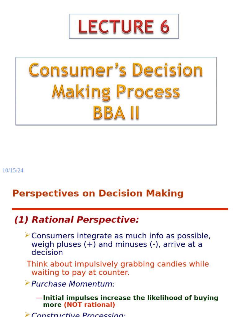 6 BBA II Consumer's Decision Making Process | PDF