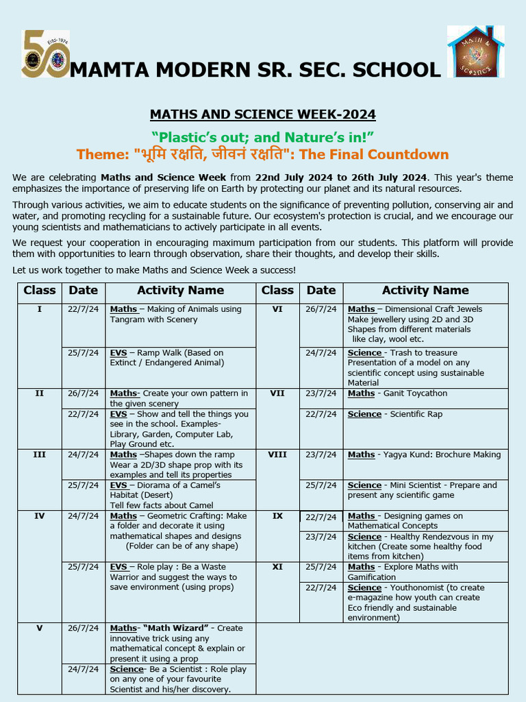 Cir Maths and Science Week 2024 | PDF | Science | Mathematics