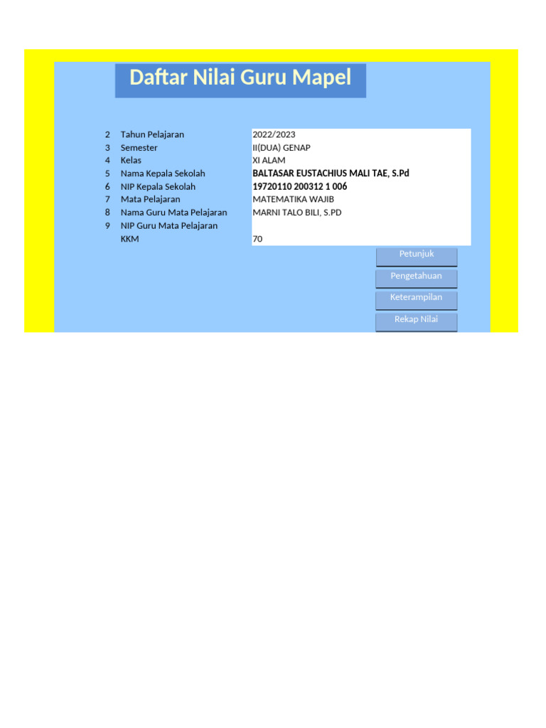 DFTR NILAI MATEMATIKA WAJIB XI IPA Sem 2 | PDF