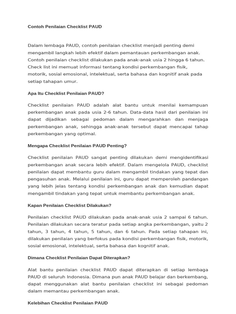 Penilaian Ceklist | PDF