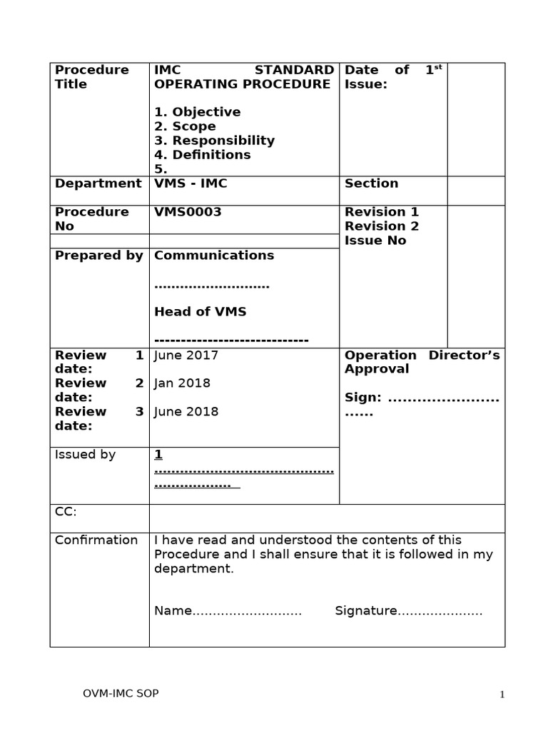 Draft Imc Procedures | PDF