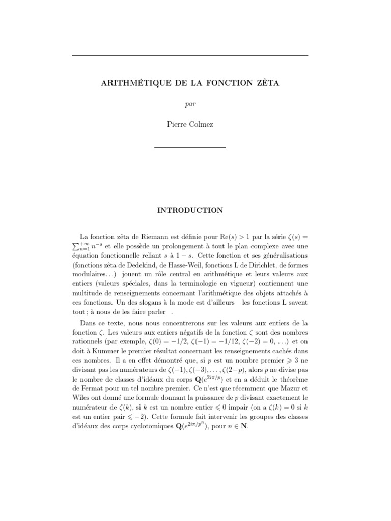 Arithmétique de Zêta | PDF