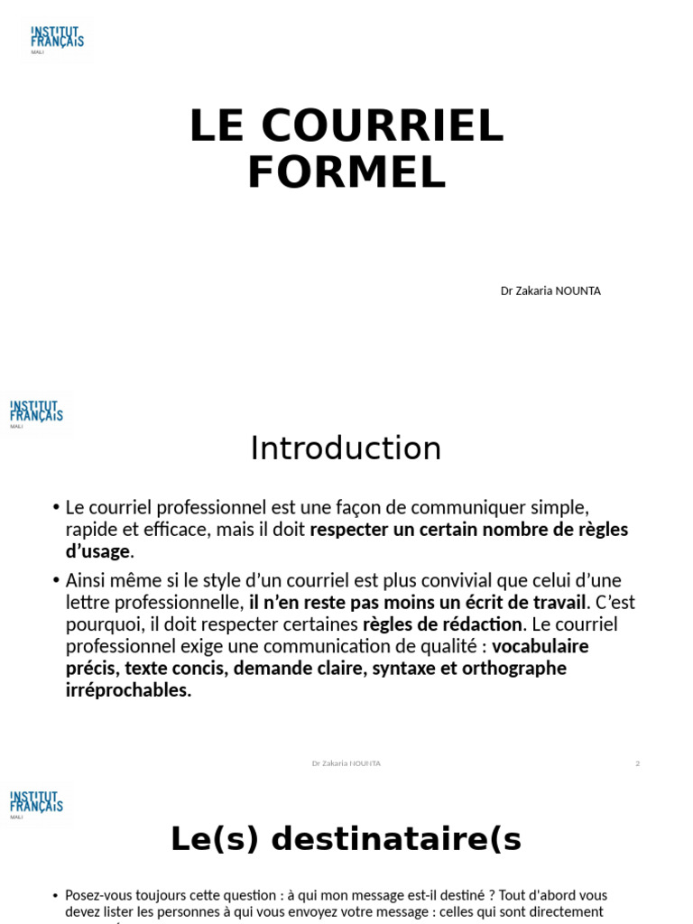 Cours #3 LE COURRIEL FORMEL COURS DGAT | PDF
