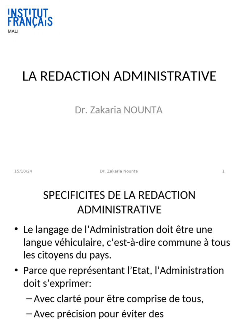 Cours #1 La Rédaction Administrative | PDF