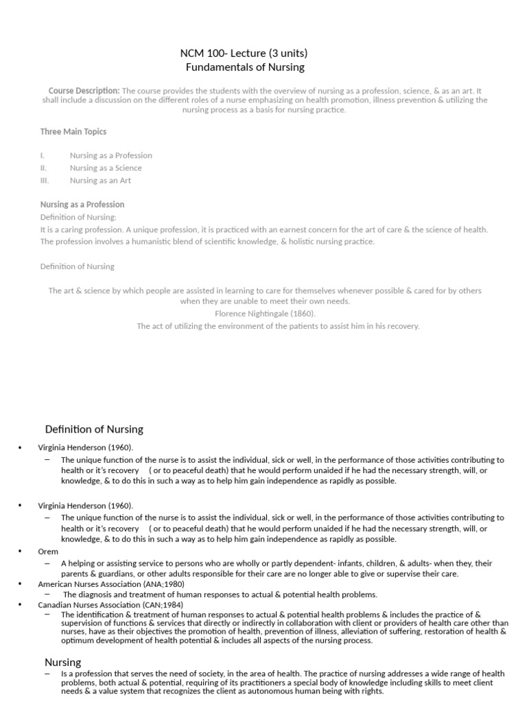 NCM 100 Lecture | PDF